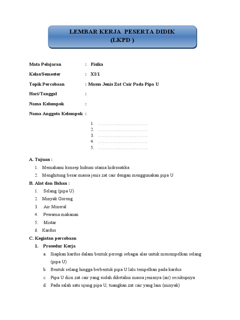 LKPD Pipa U | PDF