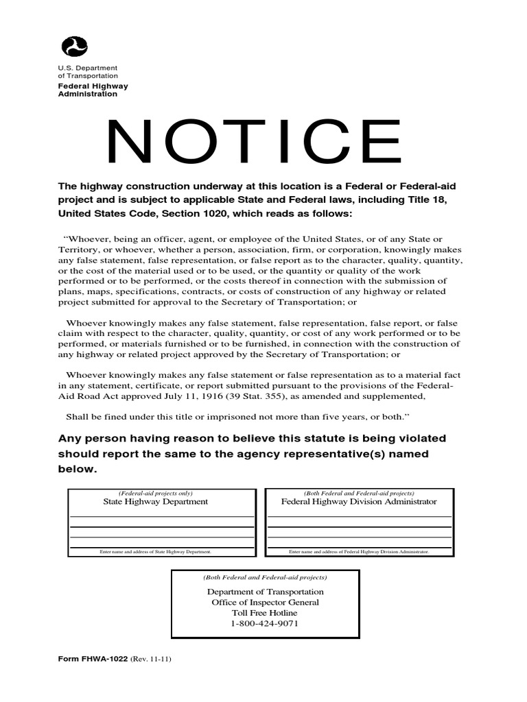 FHWA1022 | PDF | Making False Statements | Legal Documents