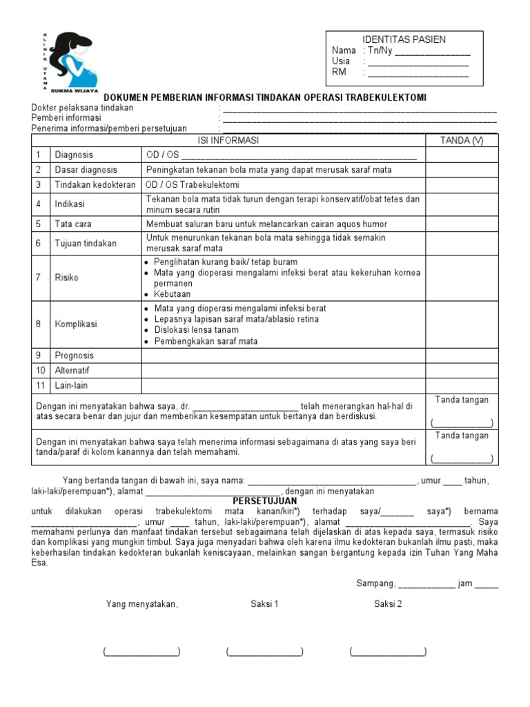 Informasi Operasi Trabekulektomi | PDF