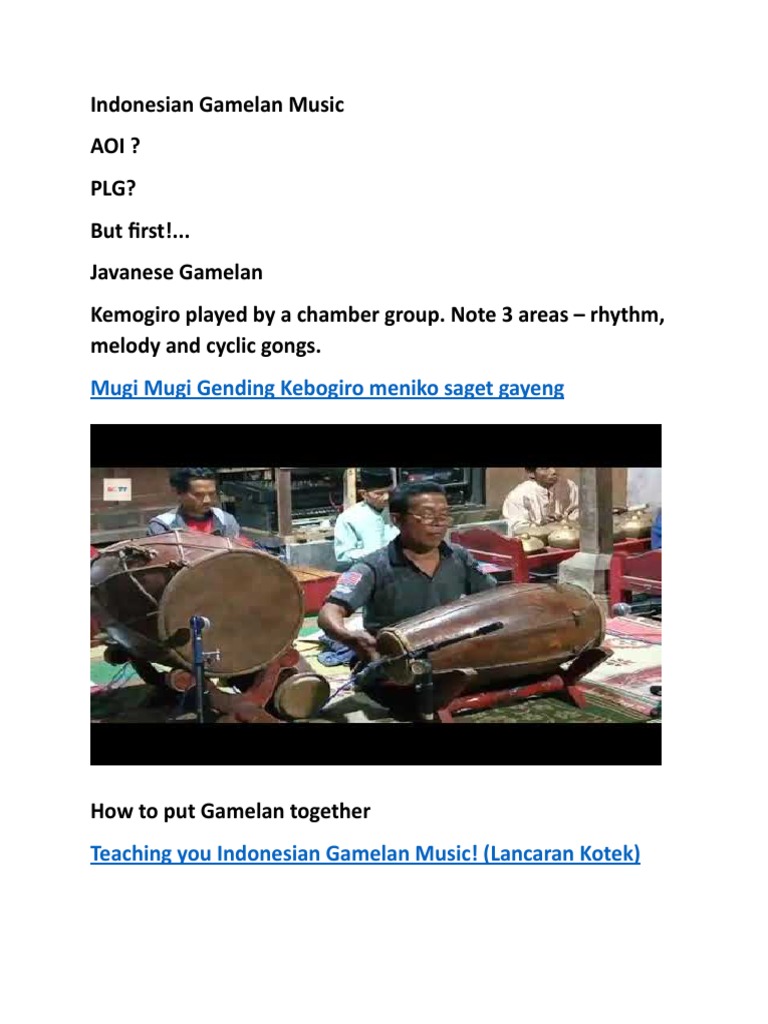Indonesian Gamelan Music Worksheet | Download Free PDF | Musicology ...