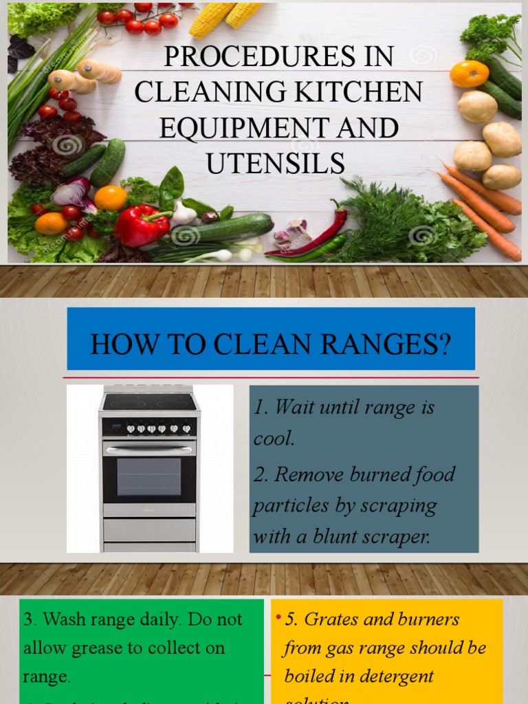 Kitchen Equipment Cleaning Procedures | PDF | Water | Kitchen Utensil