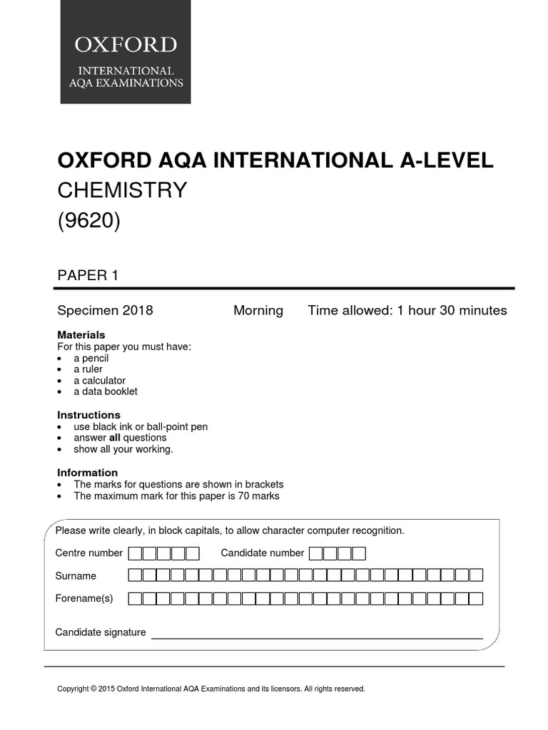 9620 ch01 International A Level Chemistry Specimen Paper 2016 v4.2 ...