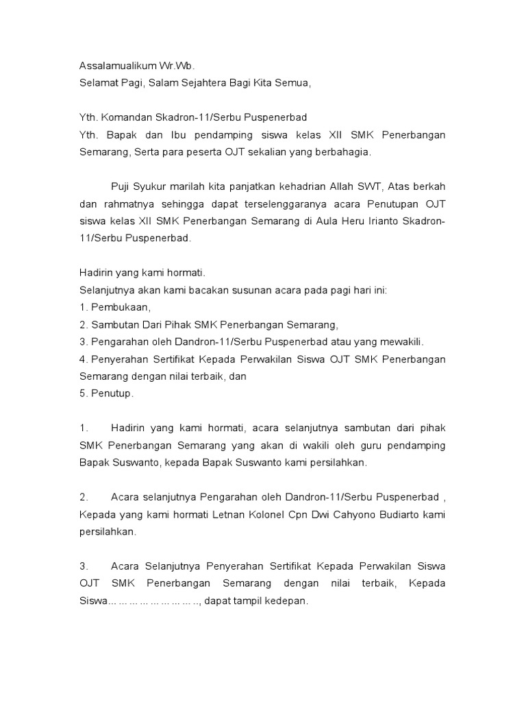 Susunan Acara Ojt. | PDF