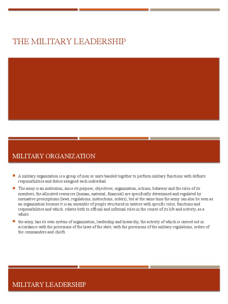 Military Leadership and Organization Guide | PDF | Leadership ...