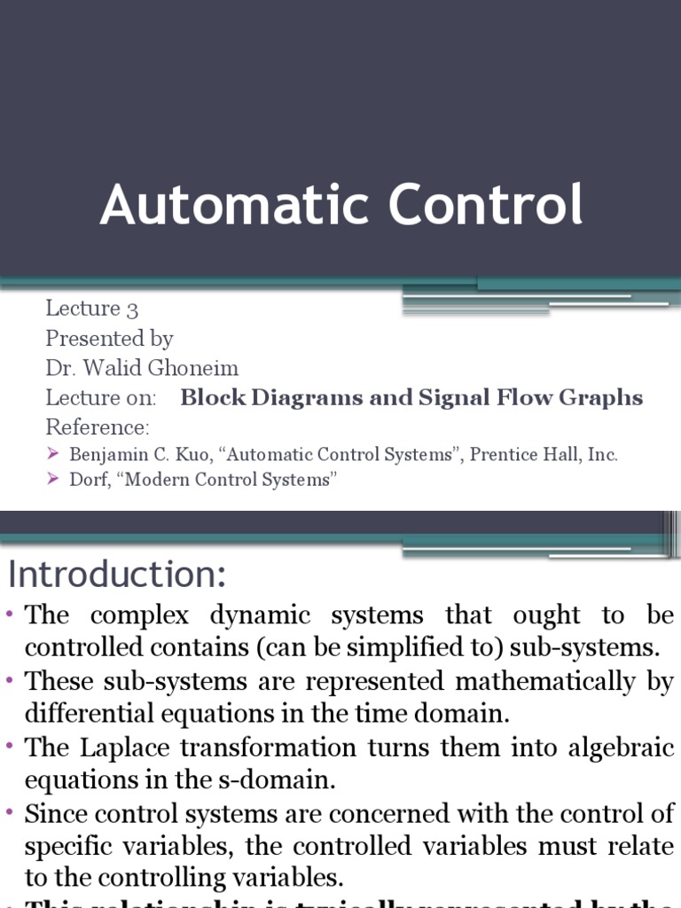 W EE 418 - Lecture 3 Block Diagram and Signal Flow Graph | PDF | Computer Science | Cybernetics