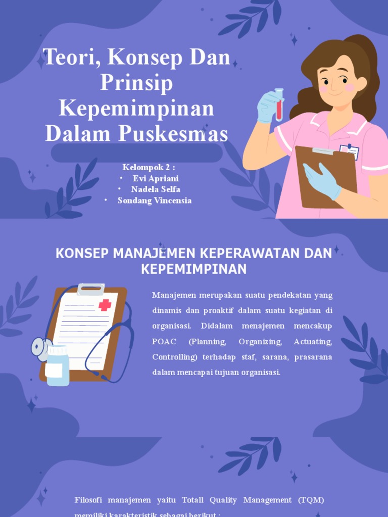Teori, Konsep Dan Prinsip Kepemimpinan Dalam Puskesmas | PDF