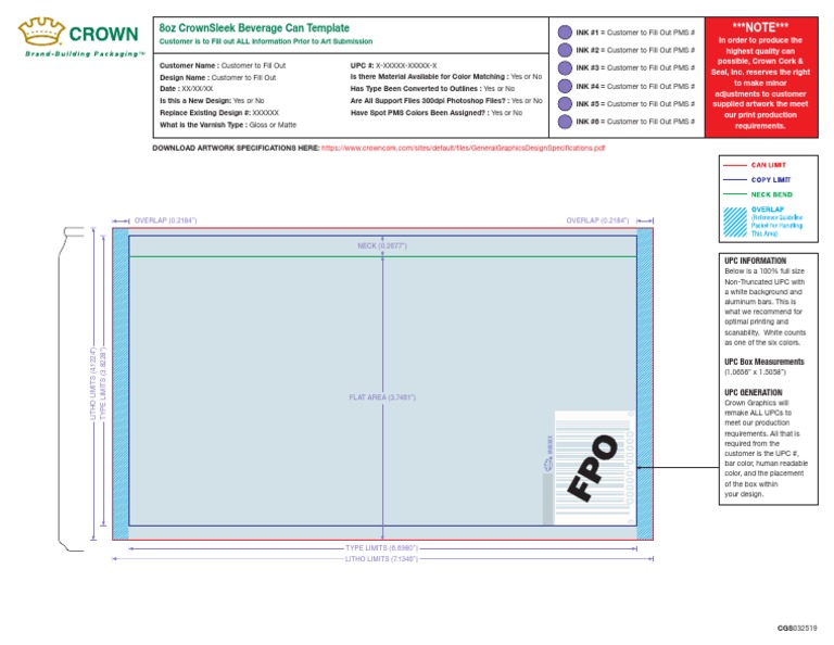 8oz CrownSleek Can Artwork Guide | PDF | Universal Product Code | Computing