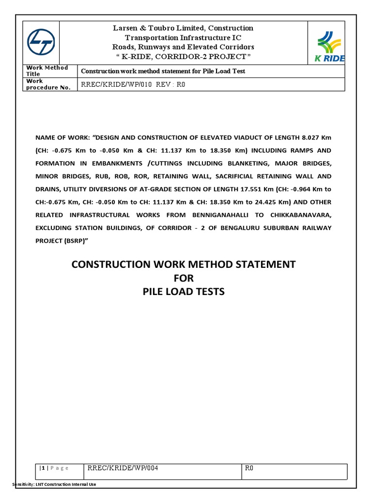 WMS For Pile Load Test - Draft | PDF | Deep Foundation | Quality Assurance
