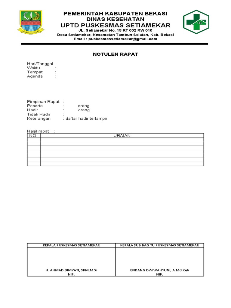Format Notulen Linsek | PDF