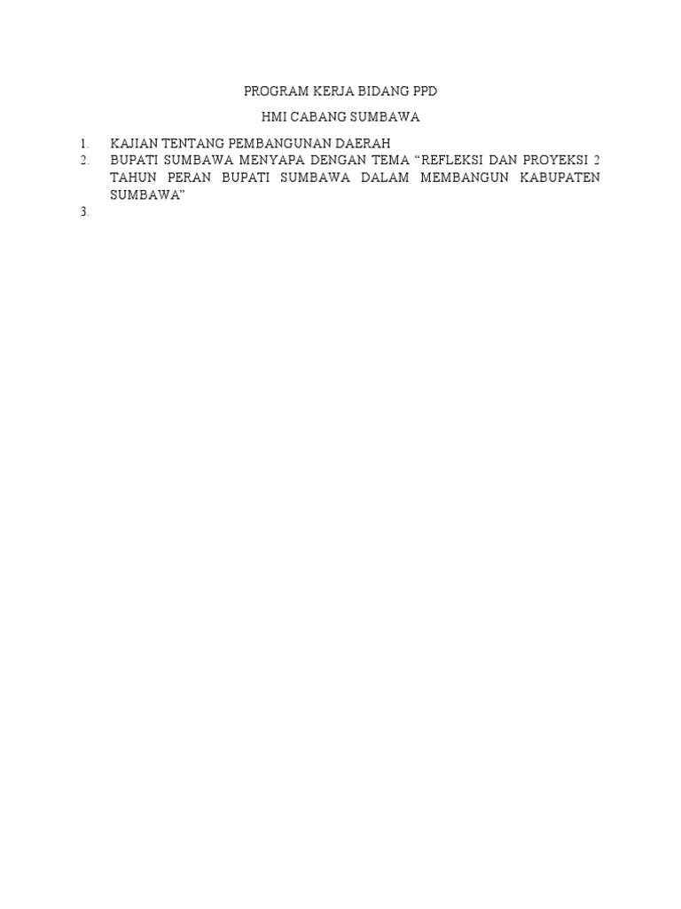 Program Kerja Bidang PPD | PDF