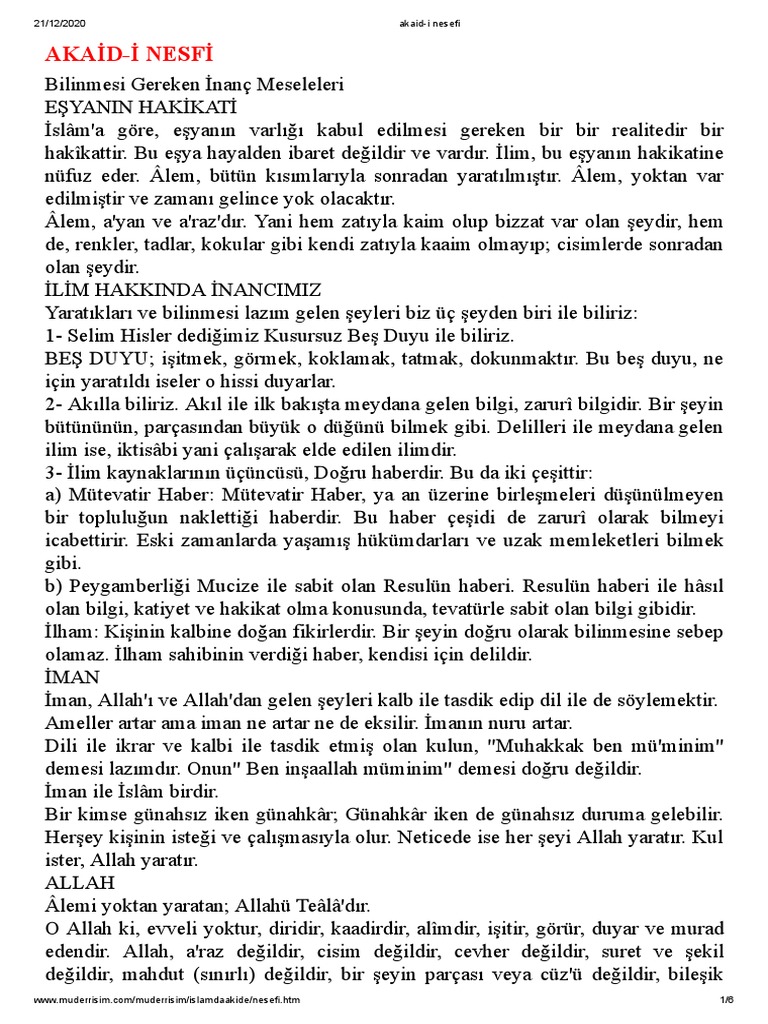 Akaid I Nesefi | PDF