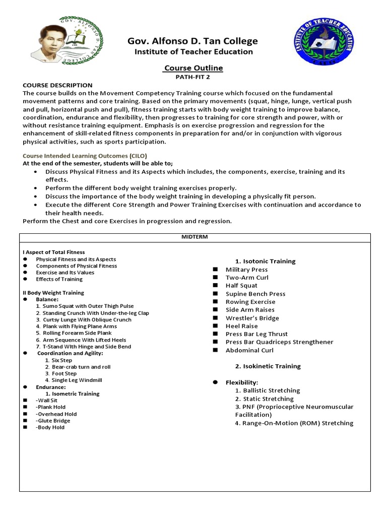 Path Fit 2 Course Outlinedocx PDF Free | PDF | Weight Training ...
