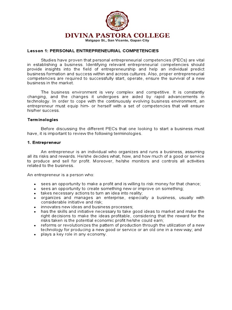 TLE 10 Reviewer Q1 Prelim | PDF | Entrepreneurship | Business