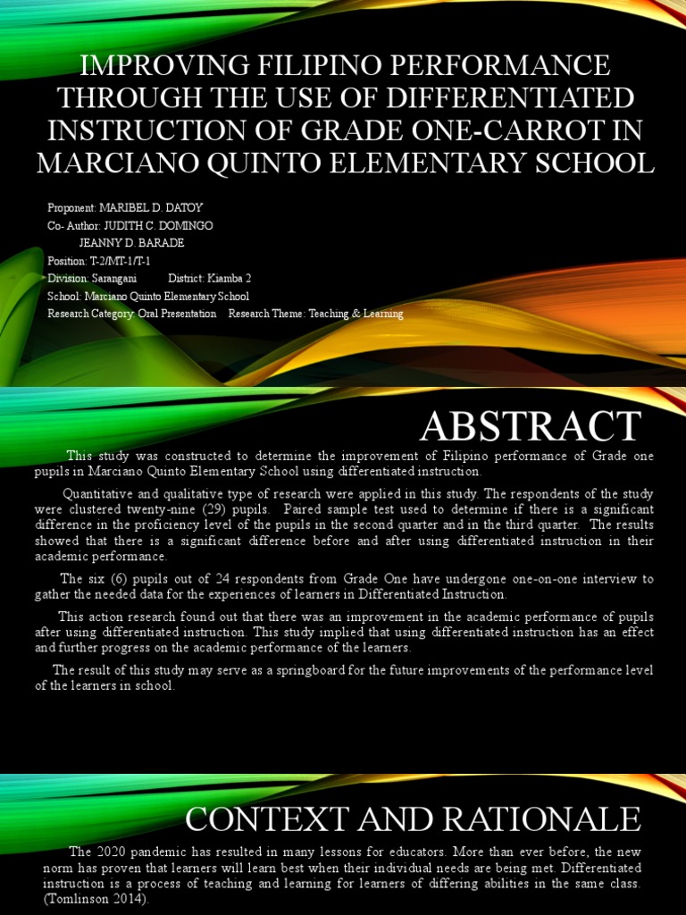 Action Research Presentation | PDF | Differentiated Instruction | Learning