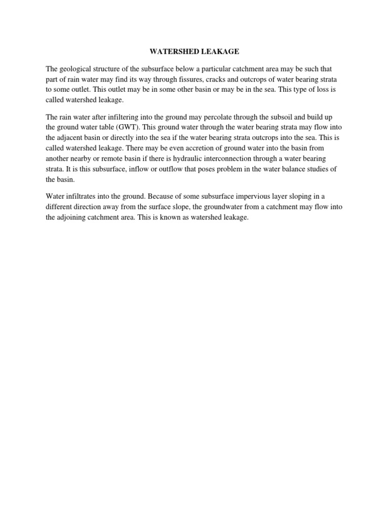 Watershed Leakage | PDF