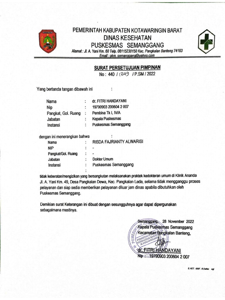 Surat Persetujuan Pimpinan | PDF