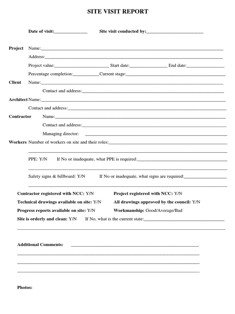 Site Visit Report Template | PDF | Working Conditions | Business