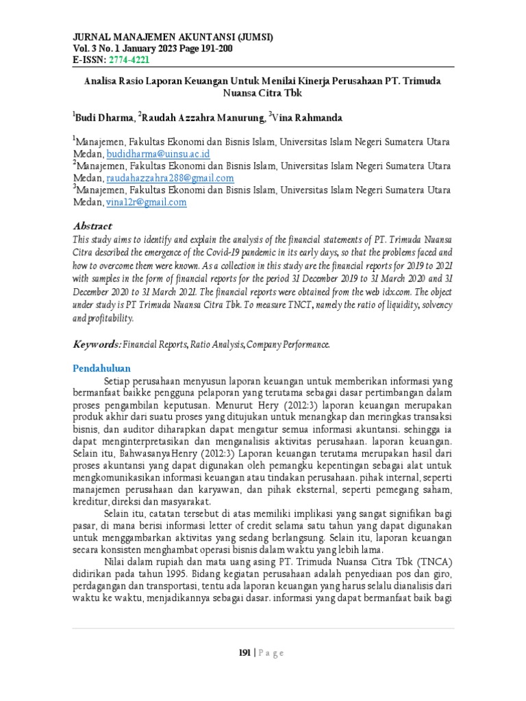 Analisa Rasio Laporan Keuangan Untuk Menilai Kinerja Perusahaan PT ...