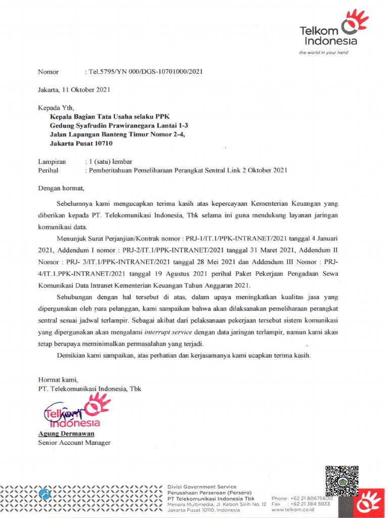 Lampiran Surat Telkom | PDF