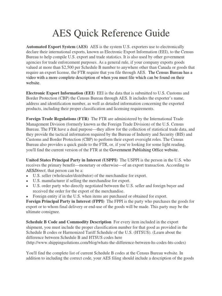 AES Export Filing Essentials Guide | PDF | Trade | Business