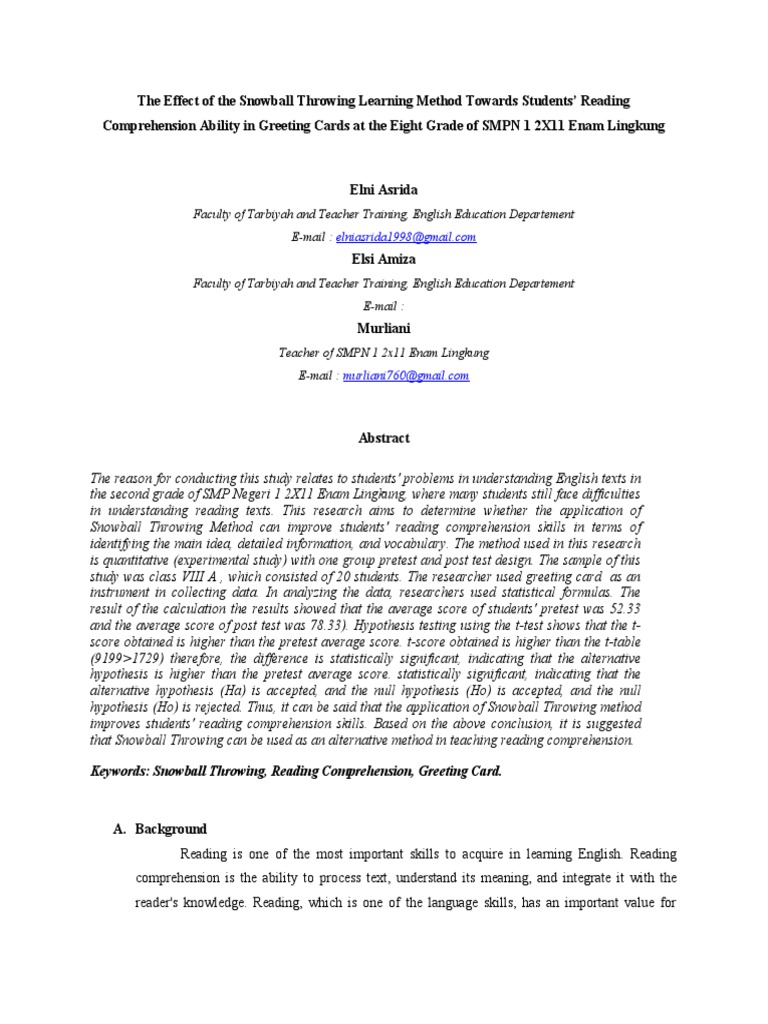 Artikel | PDF | Reading Comprehension | Sampling (Statistics)