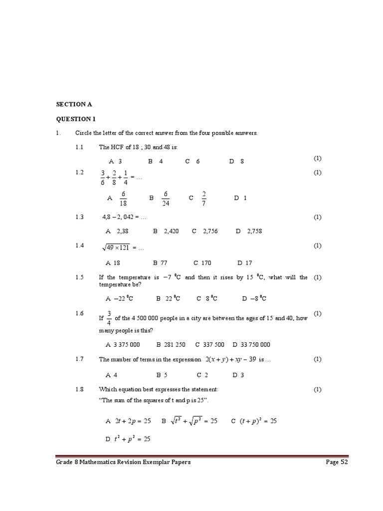 Year 8 Mid-Term Maths Test | PDF | Mathematics