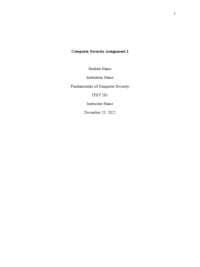 Computer Security Assignment 1 Pdf Information Security Security