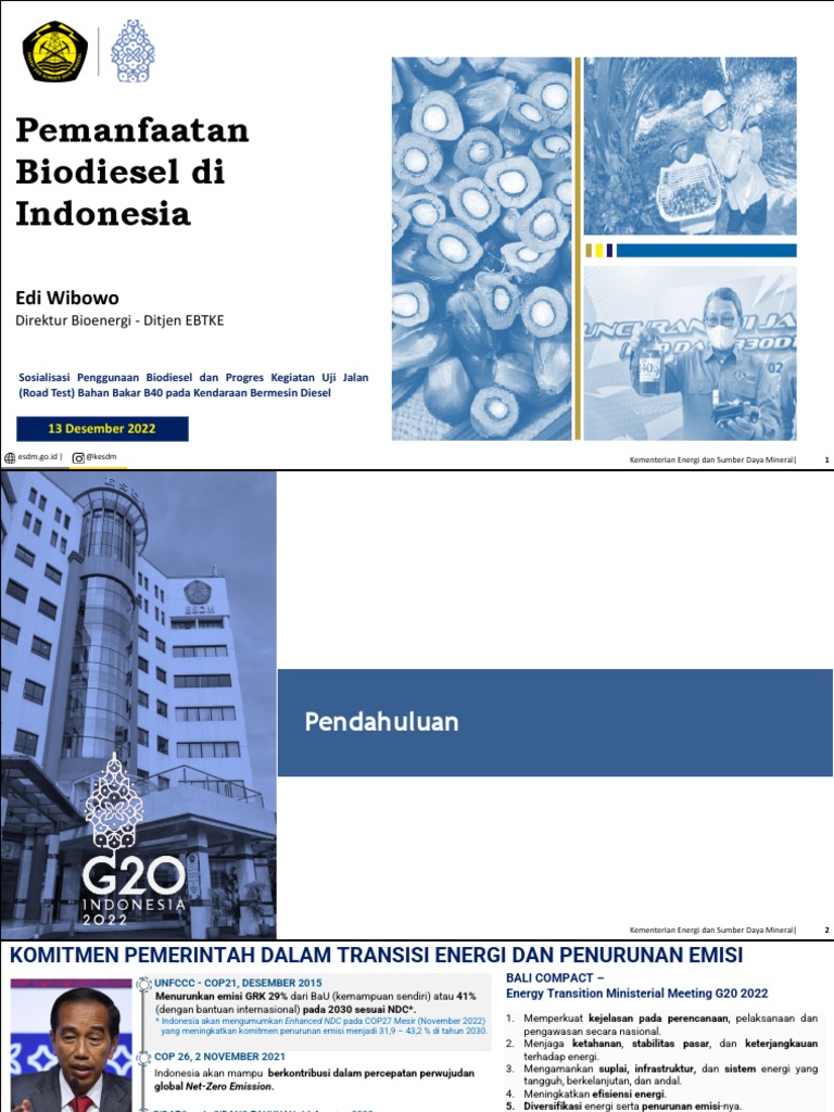 Direktorat Bioenergi - Bahan Sosialisasi B35 Dan Road Test B40 | PDF
