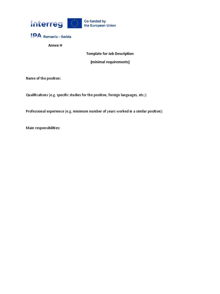 Annex H Template For Job Description | PDF | Computers