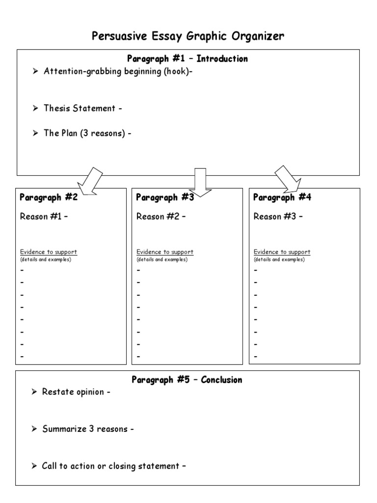 Persuasive Essay Graphic Organizer: Paragraph #1 - Introduction | PDF