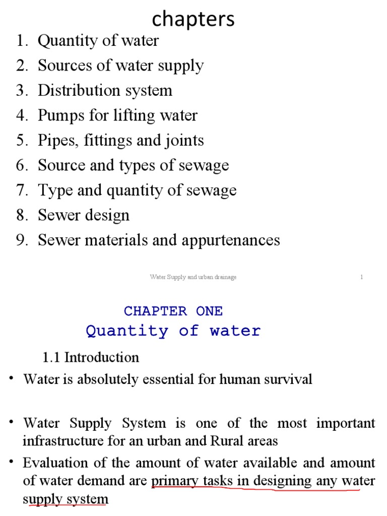 Chapter 1 - QUANTITY OF WATER | PDF | Water | Water Supply Network