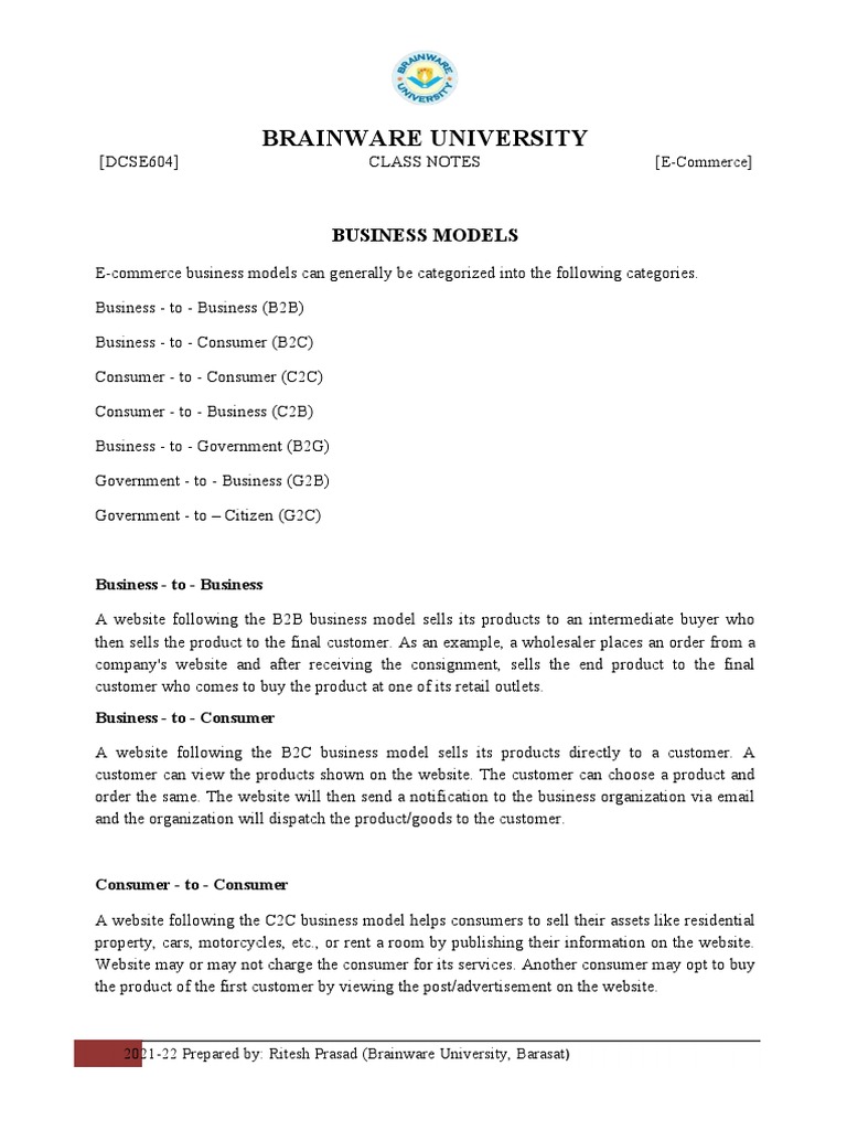 Different Business Models | PDF | Economies | Business