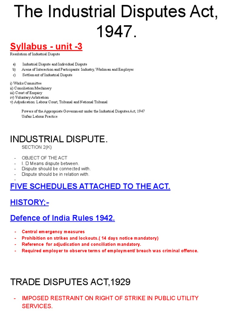 The Industrial Disputes Act, 1947. | PDF | Strike Action | Arbitration