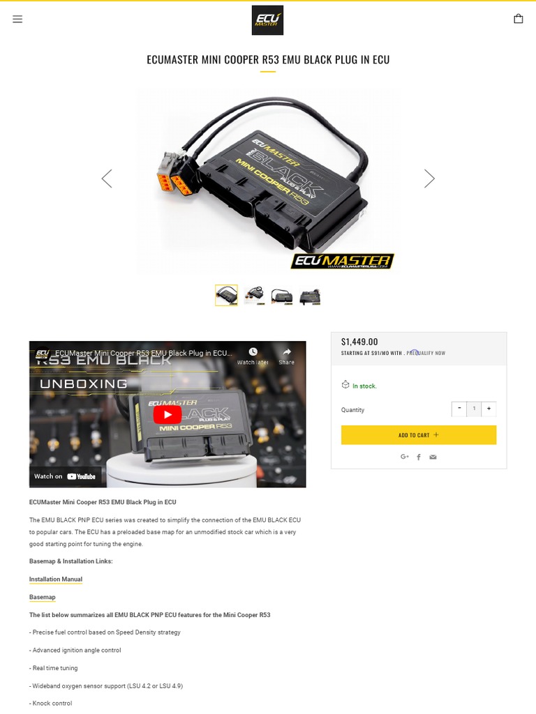 Ecumaster Mini Cooper r53 Emu Black Plug in Ecu - Ecumaster Usa | PDF ...