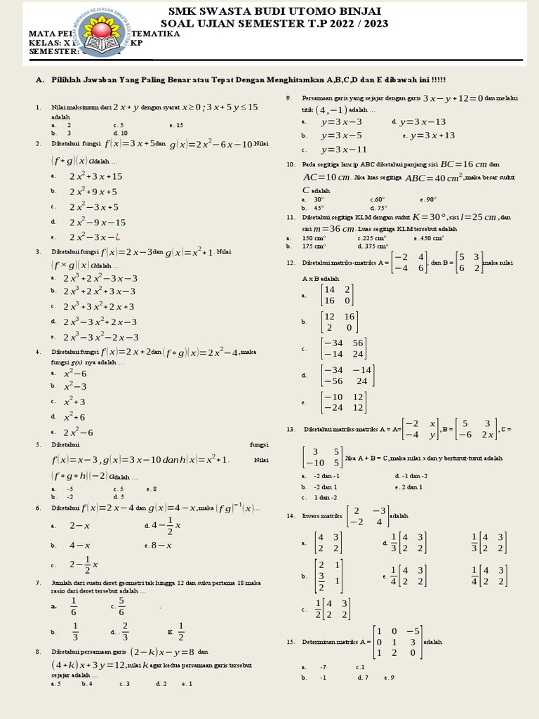 Soal Ganjil Xi | PDF | Metode & Bahan Ajar