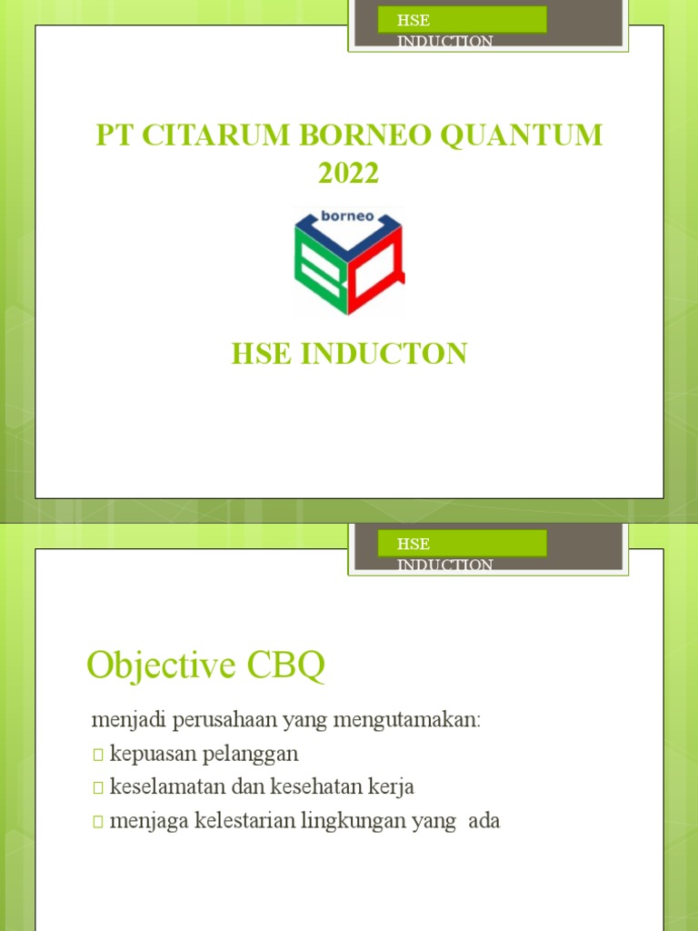 Hse Induction CBQ - 2022 | PDF
