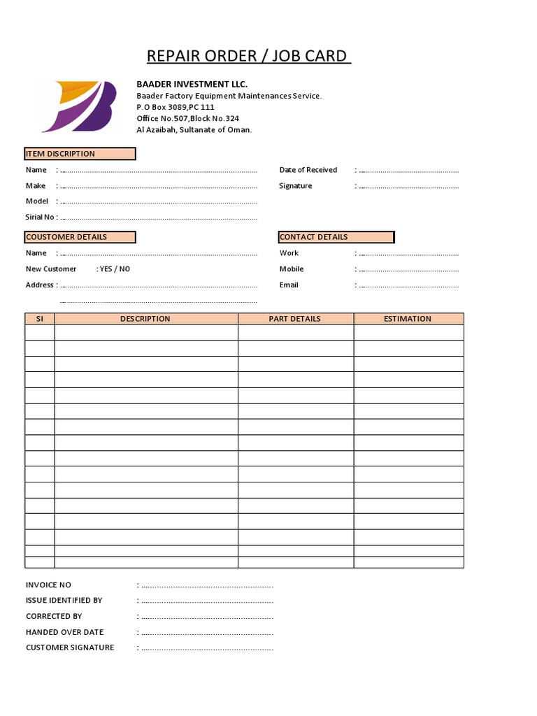 Job Card | PDF | Computing