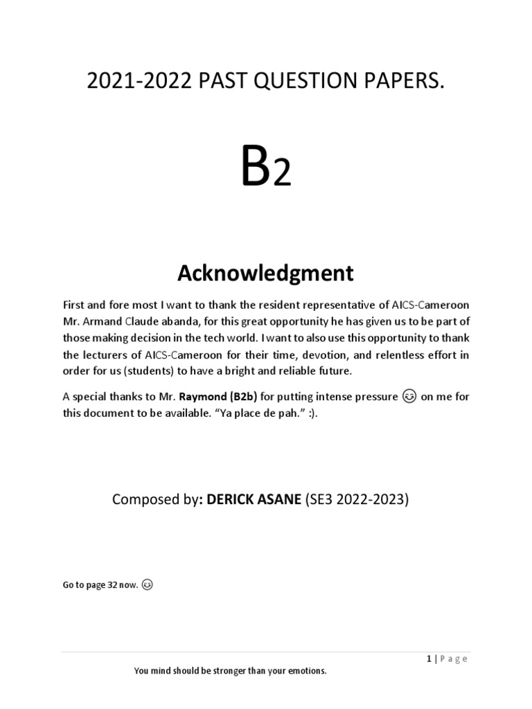 AICS-Cameroon Past Question Papers Guide | PDF | Cognitive Psychology ...
