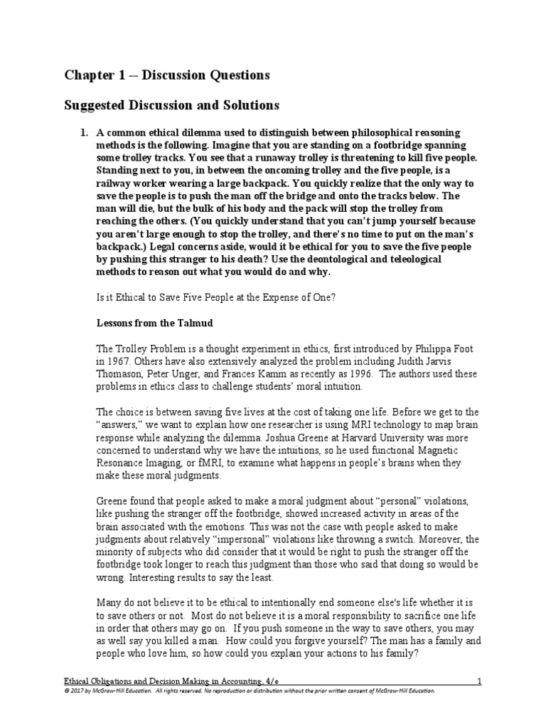 Chapter 1 Discussion Questions 5e | PDF | Integrity | Rationality