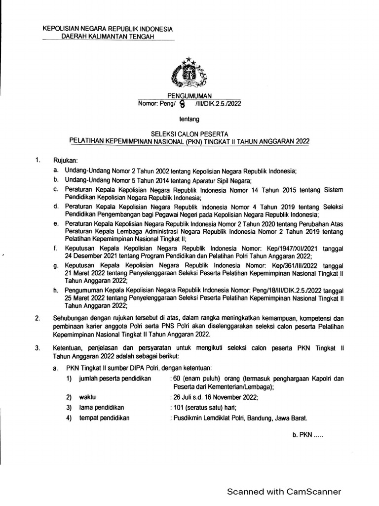 Peng Seleksi PKN Tk. Ii T.A. 2022 | PDF