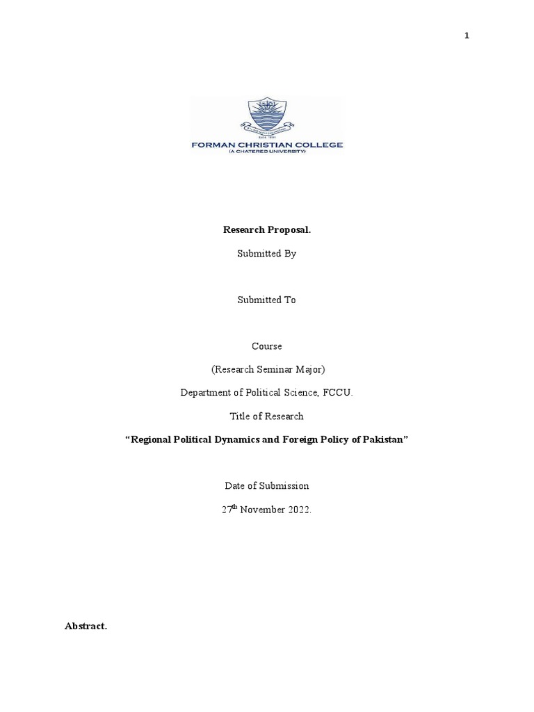 PLSC 403 Research Proposal (Usman Khan) | PDF | Pakistan | Afghanistan