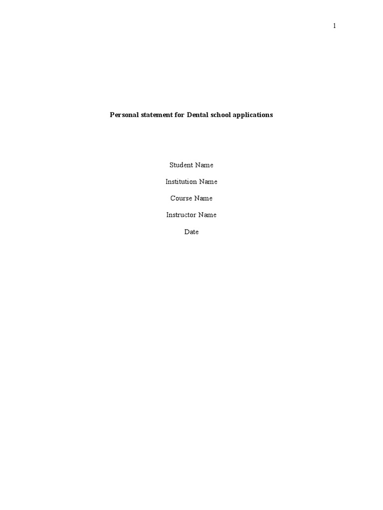Dental School Personal Statement Example | PDF | Dentistry | Dentist