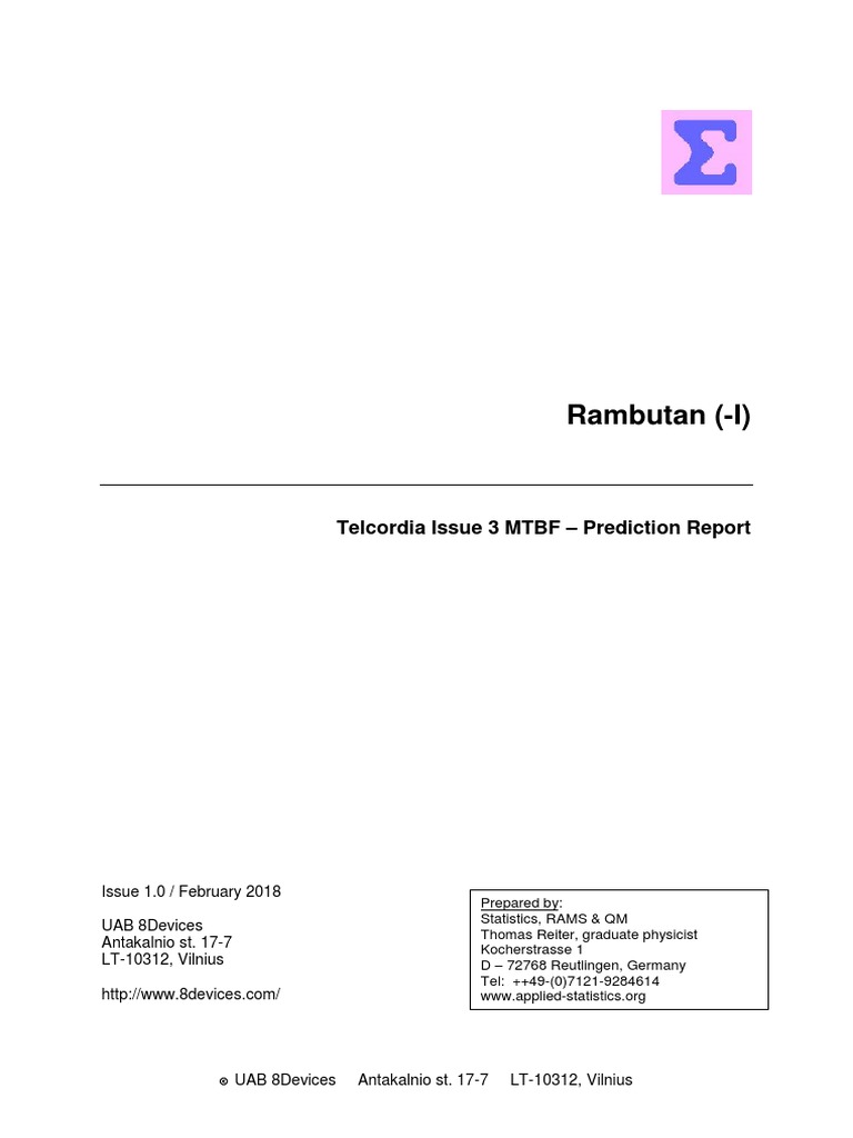 MTBF - Report - Rambutan (-I) - V1 | PDF | Reliability Engineering ...
