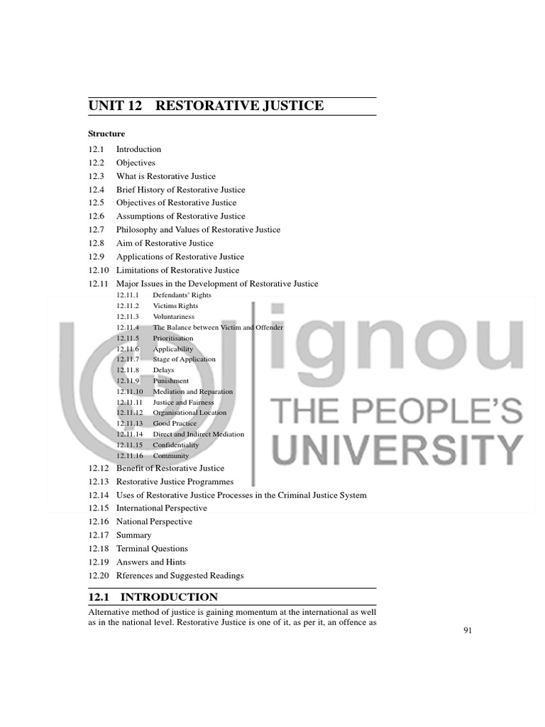 Unit-12 - Restorative Justice | PDF | Restorative Justice | Justice