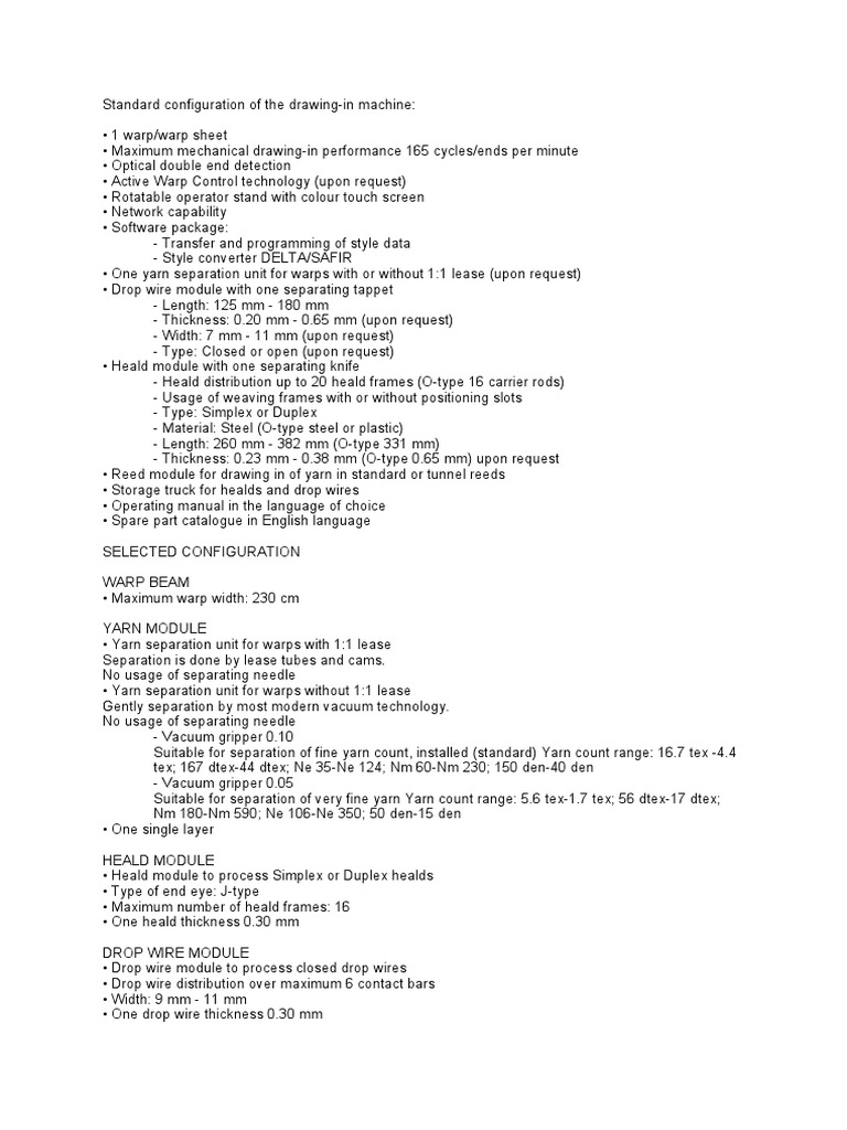 Automatic Drawing Machine | Download Free PDF | Yarn | Manufactured Goods