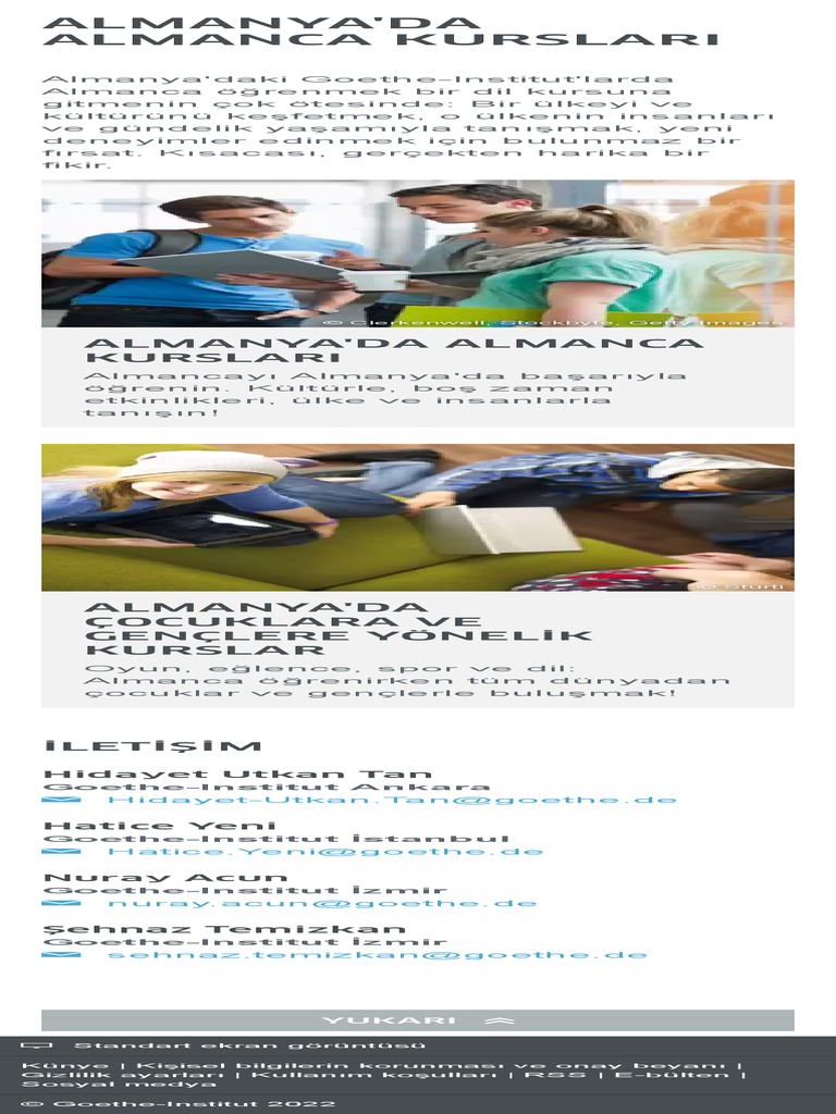 Almanya'da Almanca Kursları - Goethe-Institut TÜRKEI | PDF