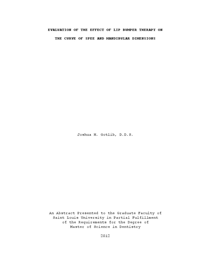 Lip Bumper | PDF | Dentistry Branches | Dental Anatomy