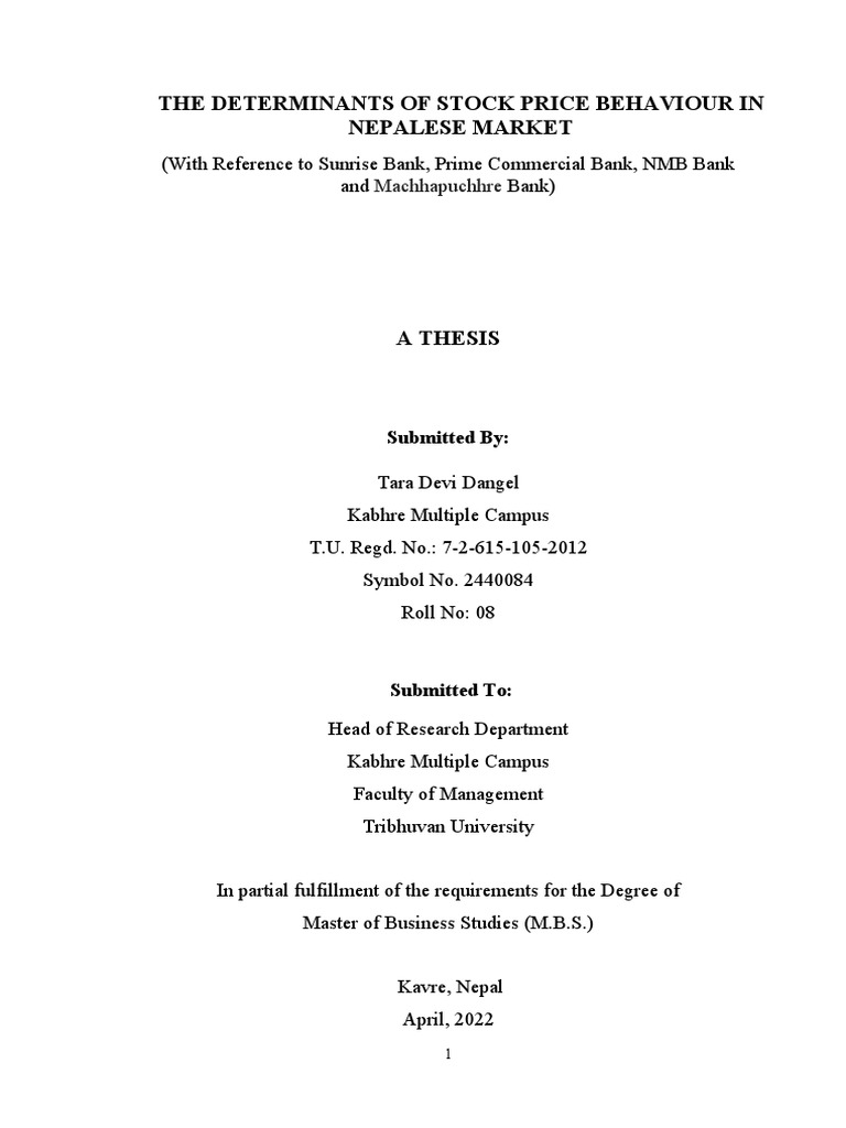 Stock Thesis | PDF | Stocks | Coefficient Of Determination