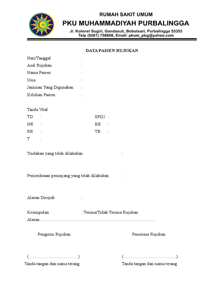 Form Data Pasien Rujukan | PDF