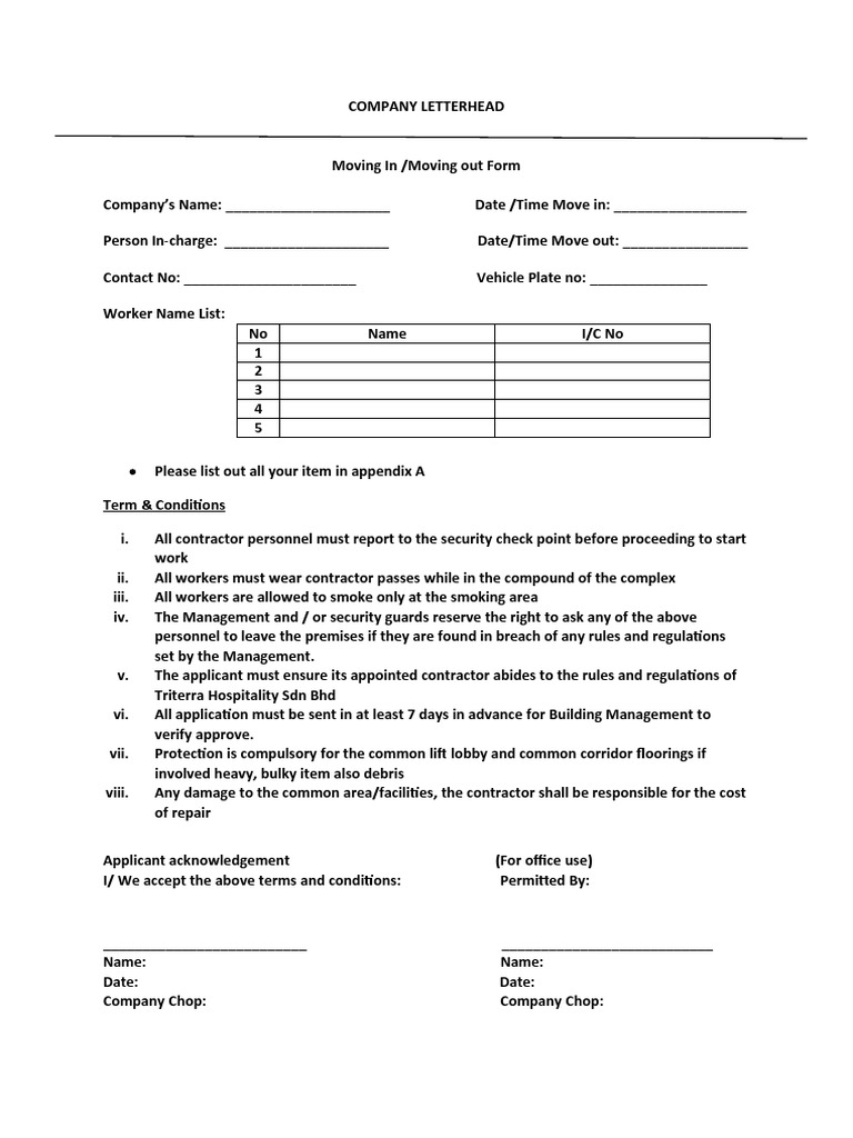 Move in Move Out Permit | PDF | Justice | Crime & Violence